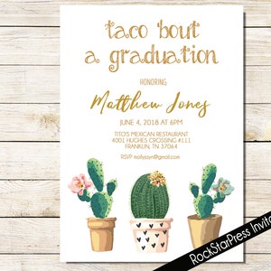 Taco Graduation Invitation Mexican Cactus Fiesta Graduation - Etsy