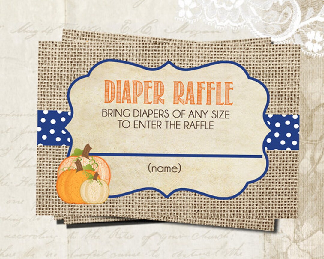 Pumpkin Boy Diaper Raffle Tickets Instant DOWNLOAD _1006 - Etsy