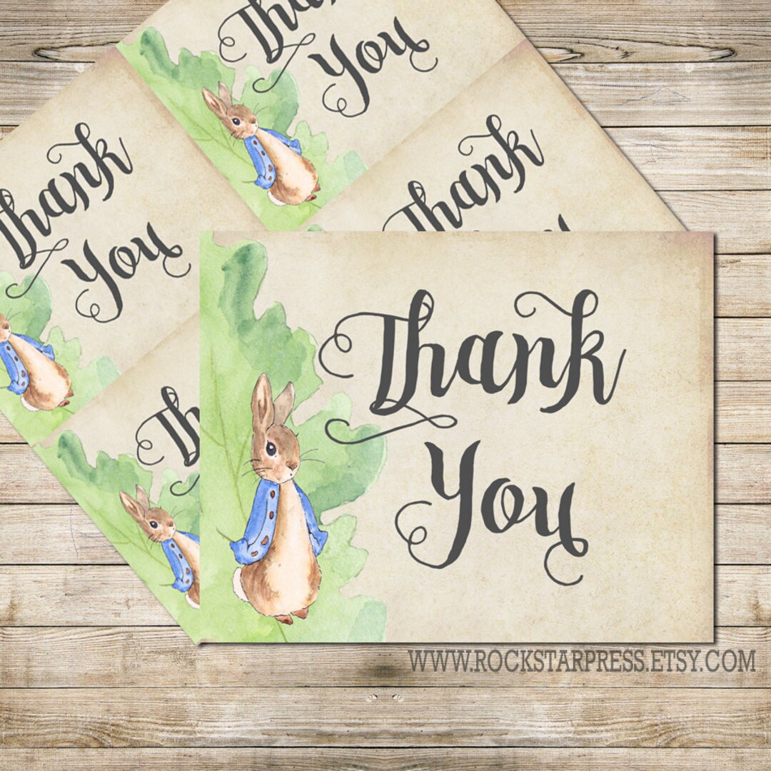 Peter Rabbit Thank You Card, Baby Shower, Printable _1249 - Etsy