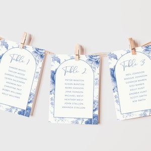 Blue Floral Wedding Table Cards _1408 - Etsy