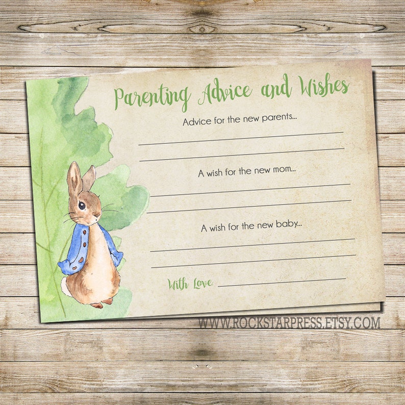 Peter Rabbit Baby Shower Advice for Parents Wishes for Baby | Etsy