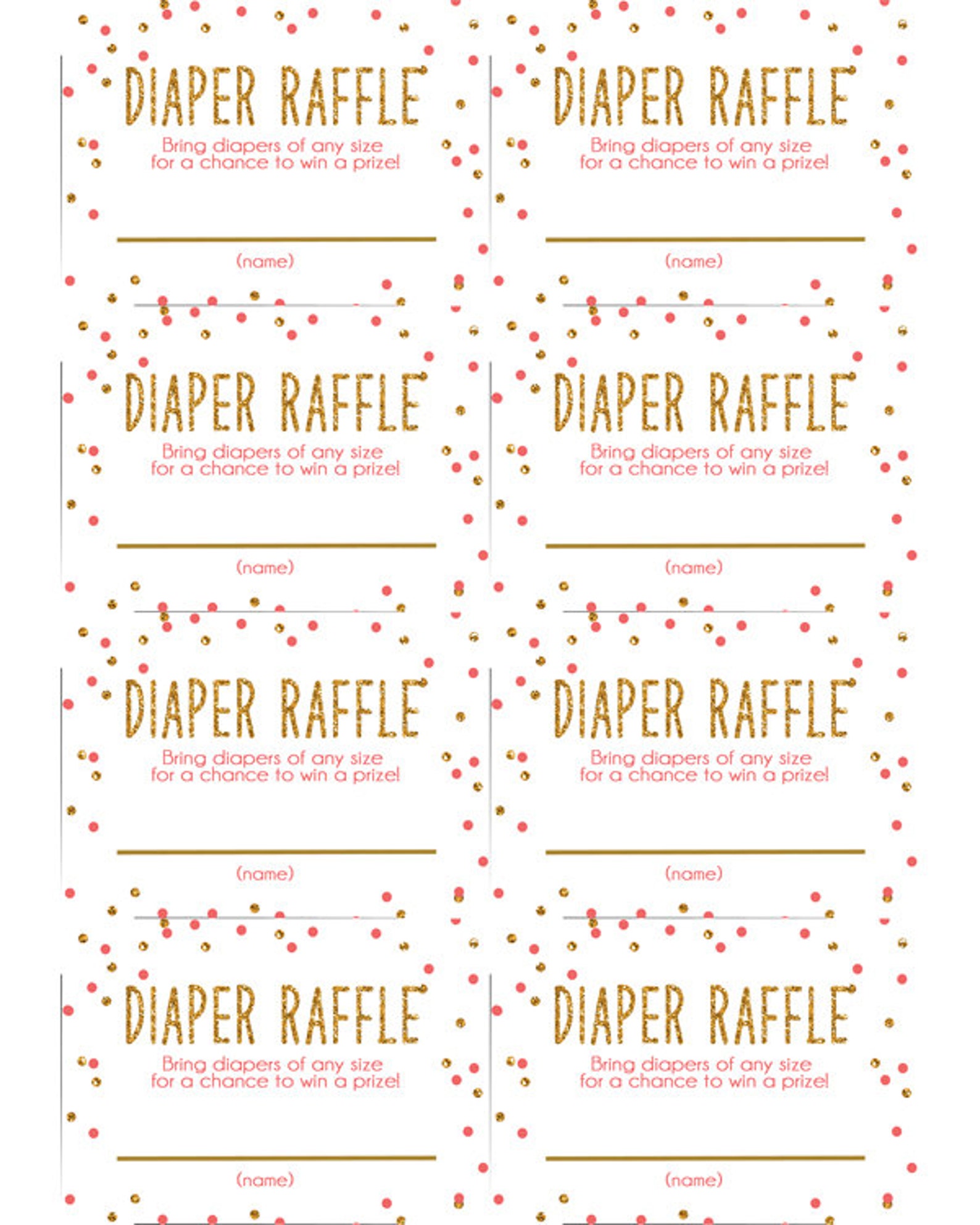 Diaper Raffle Tickets Digital File IMMEDIATE DOWNLOAD _1121 | Etsy