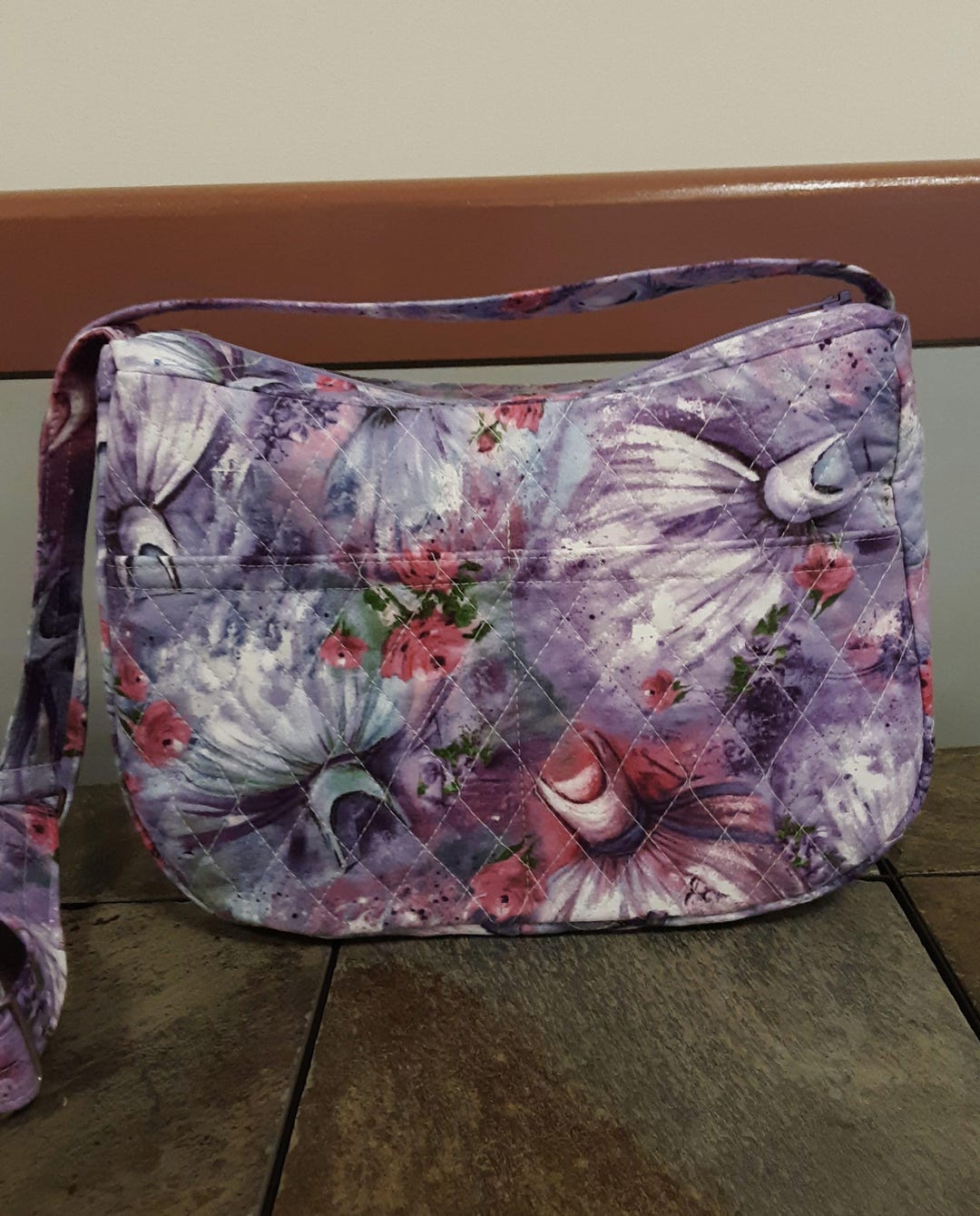 Purple Floral Quilted Crossbody Purse - Etsy