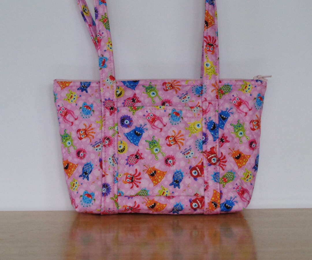 Pink Monster & Alien Quilted Girls Purse: Small Zipper Tote - Etsy