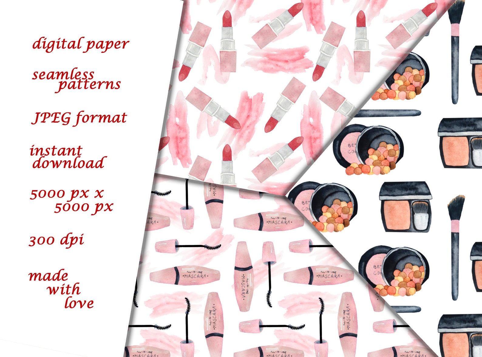 Makeup digital paper Lipstick seamless pattern files | Etsy