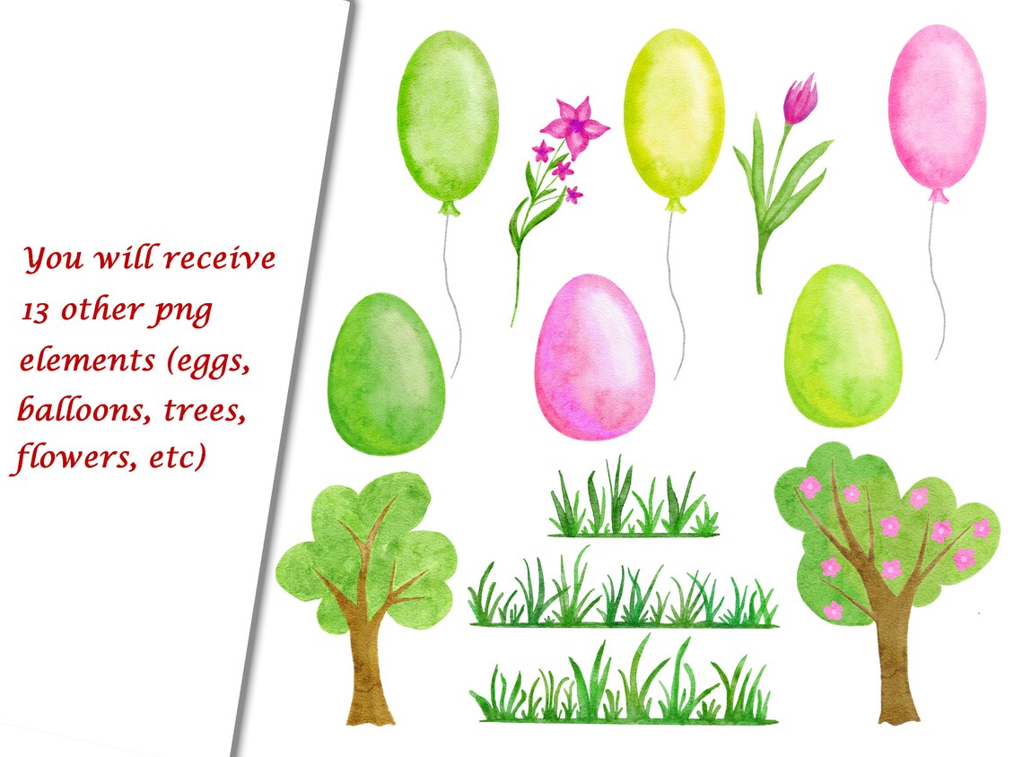 Easter Gnomes Clipart Easter Eggs Trees Flowers Clip Art - Etsy