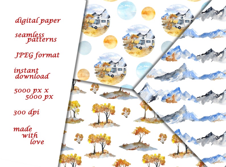 Fall Landscape Mountain Digital Paper Camping Digital Paper - Etsy