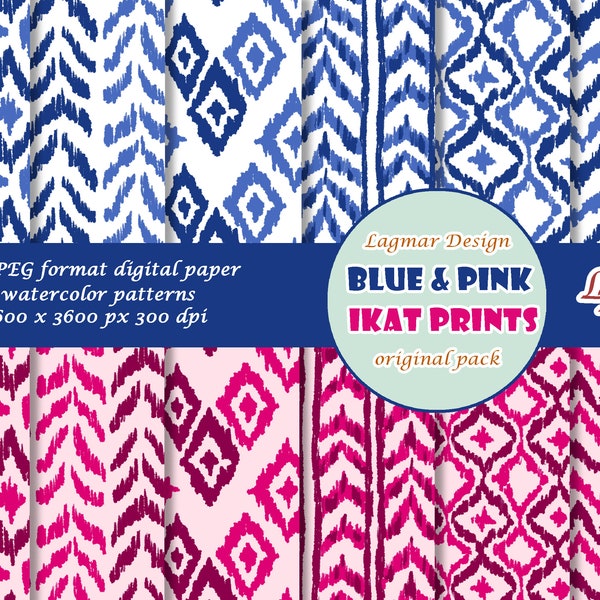 Ikat Digital Paper - Etsy