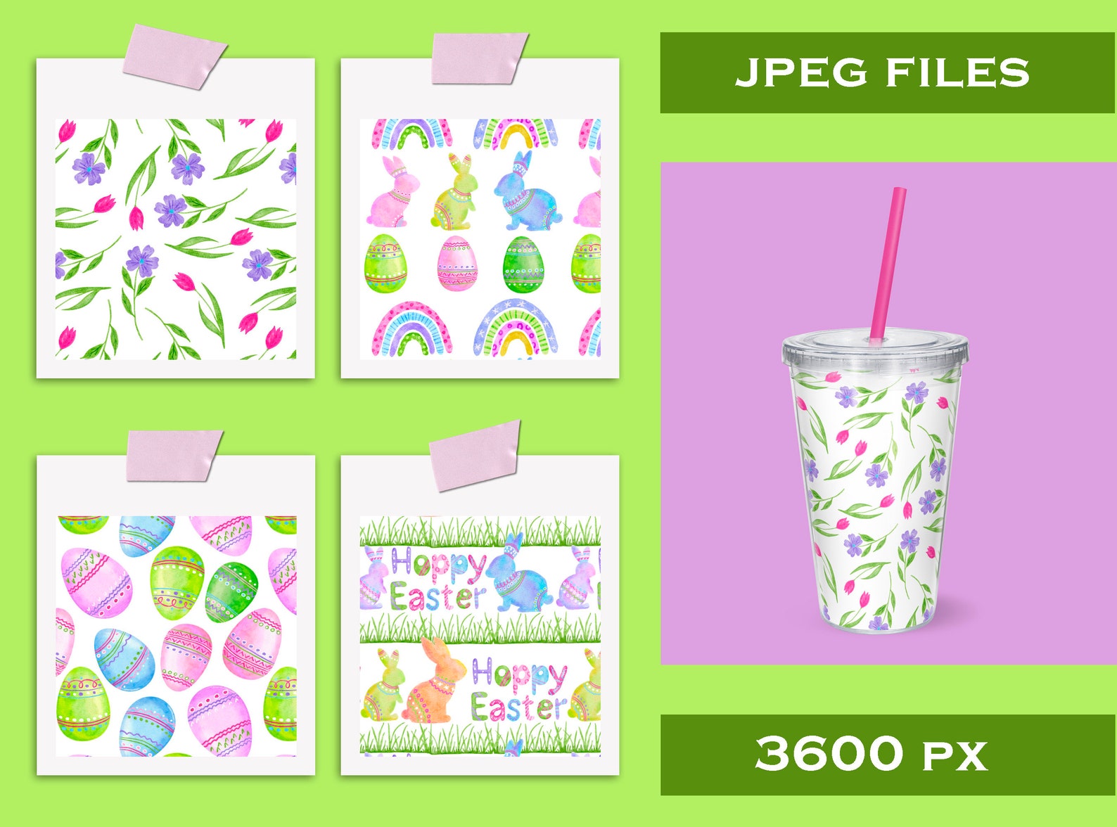 Easter Bunnies Digital Paper Rainbow Seamless Pattern File - Etsy