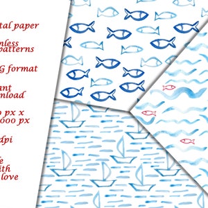 Beach Digital Paper, Summer Digital Paper, Nautical Seamless Pattern ...