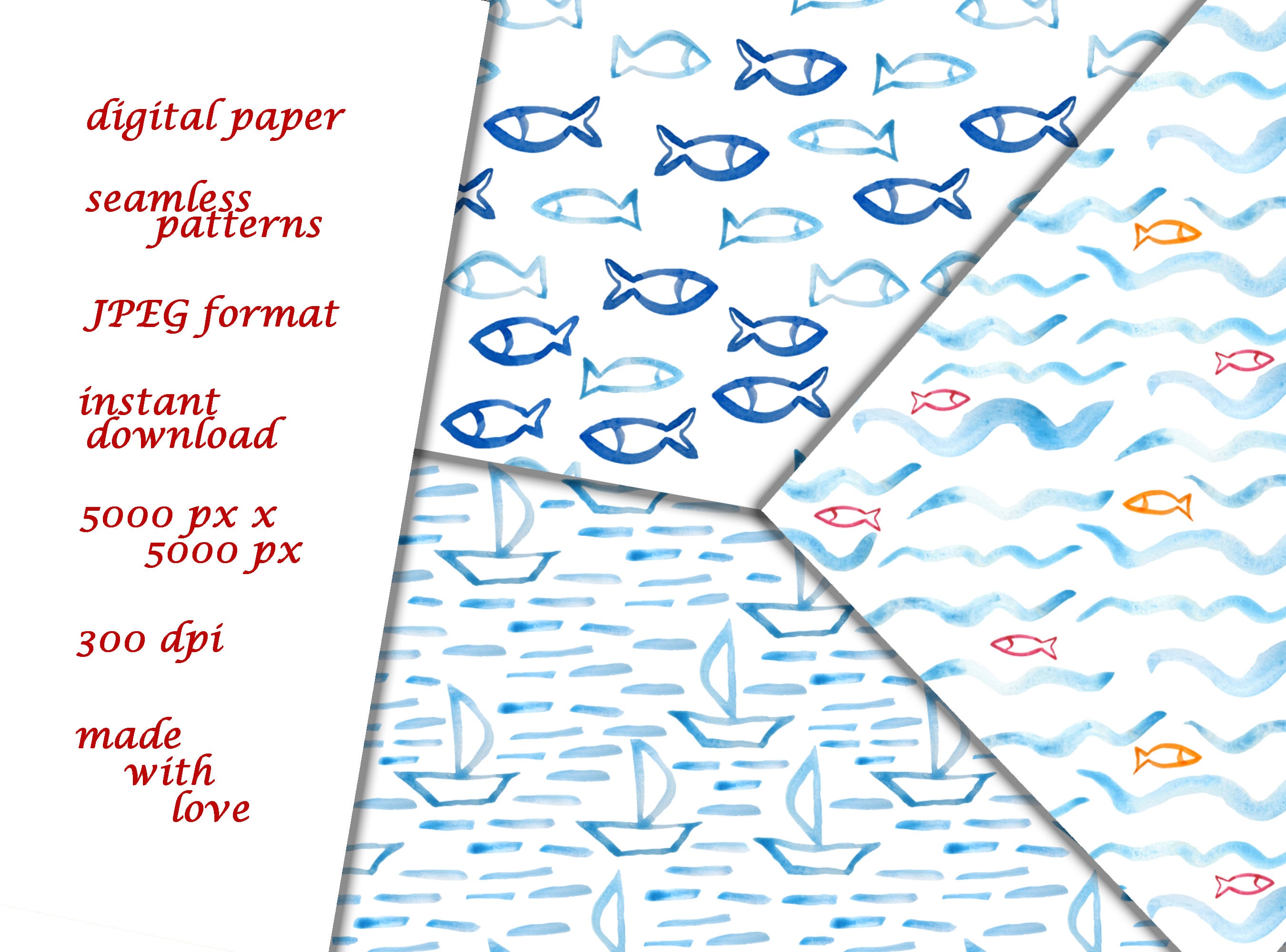 Beach Digital Paper Summer Digital Paper Nautical Seamless | Etsy