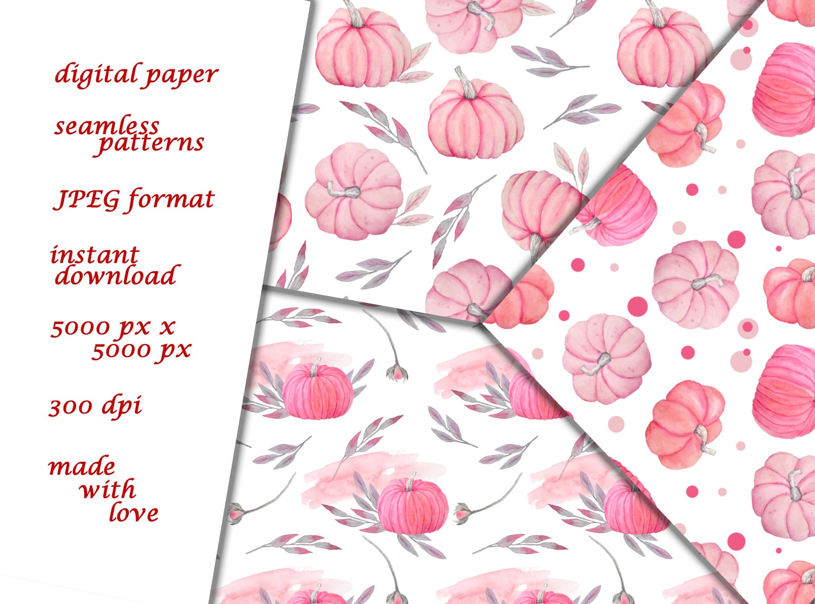 Pink Pumpkin Digital Paper Baby Shower Digital Paper - Etsy