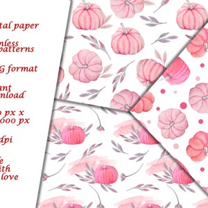 Pink Pumpkin Digital Paper, Baby Shower Digital Paper, Thanksgiving ...