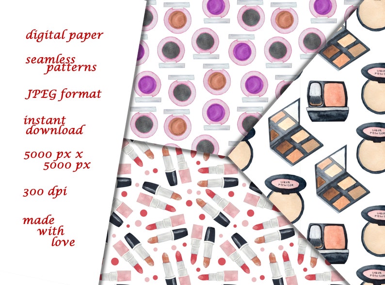 Makeup digital paper Lipstick seamless pattern files | Etsy