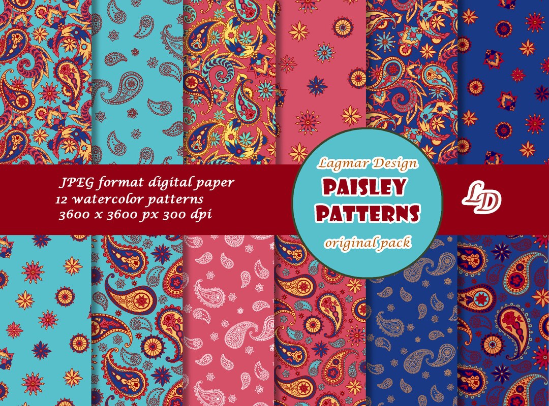 Paisley Digital Paper, Indian Seamless Pattern File, Oriental Floral ...