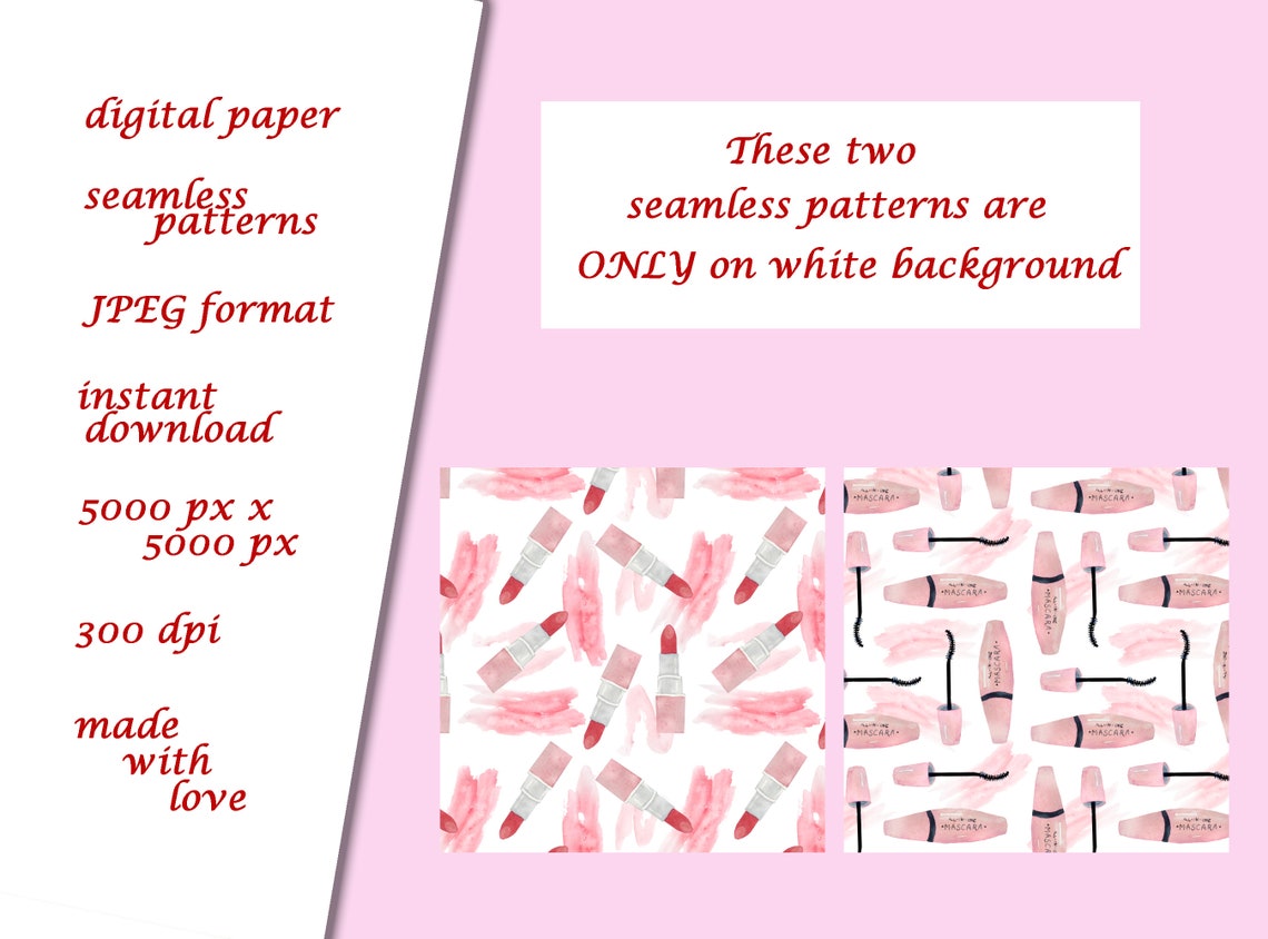Makeup digital paper Lipstick seamless pattern files | Etsy