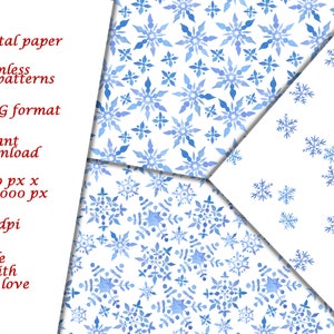 Snowflake Digital Paper, Frozen Winter Digital Paper, Christmas ...