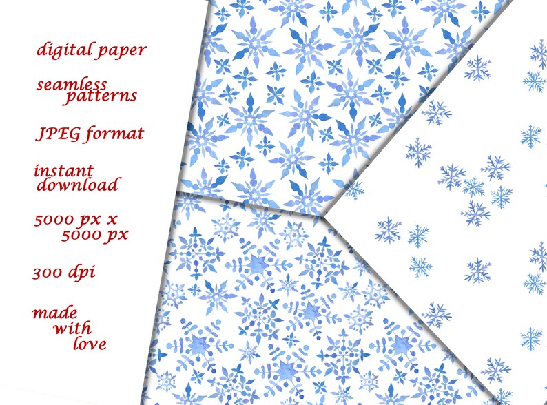 Snowflake Digital Paper Frozen Winter Digital Paper - Etsy