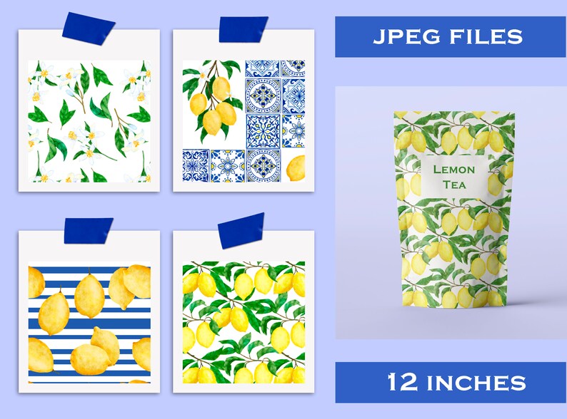 Lemon Digital Paper Summer Seamless Pattern File Citrus - Etsy