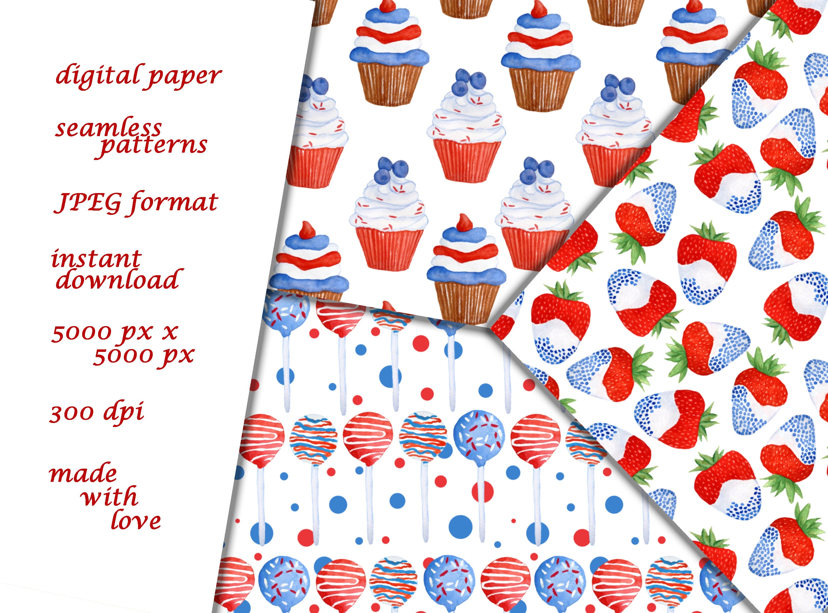 4th of July digital paper / Patriotic Independence Day | Etsy