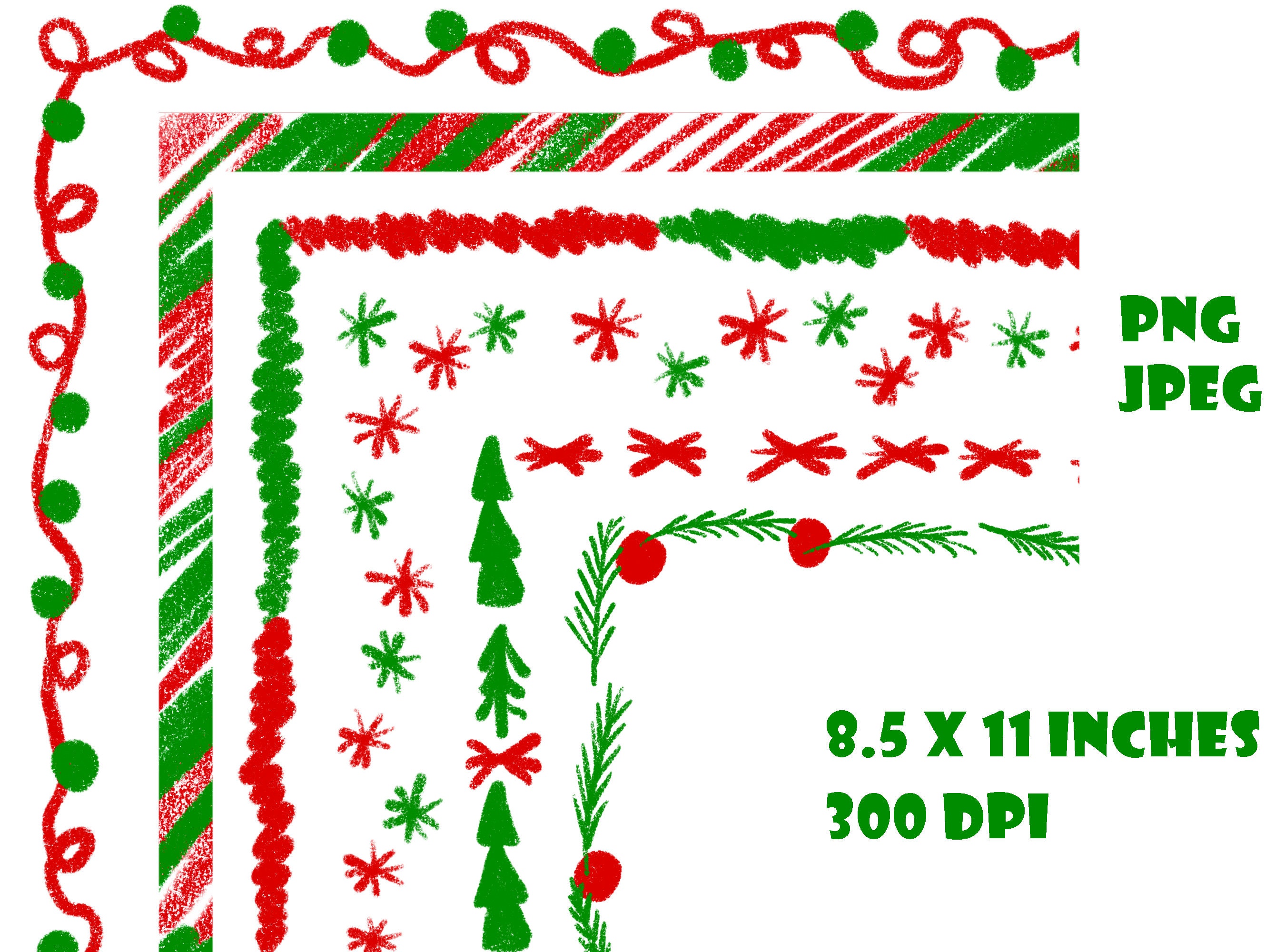 Christmas Page Borders PNG Festive Page Frames New Year - Etsy