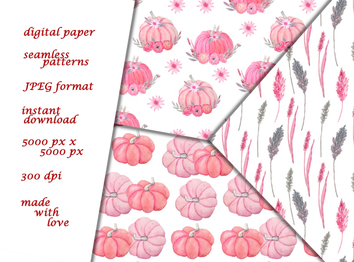 Pink Pumpkin Digital Paper Baby Shower Digital Paper - Etsy