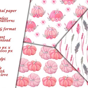 Pink Pumpkin Digital Paper, Baby Shower Digital Paper, Thanksgiving ...