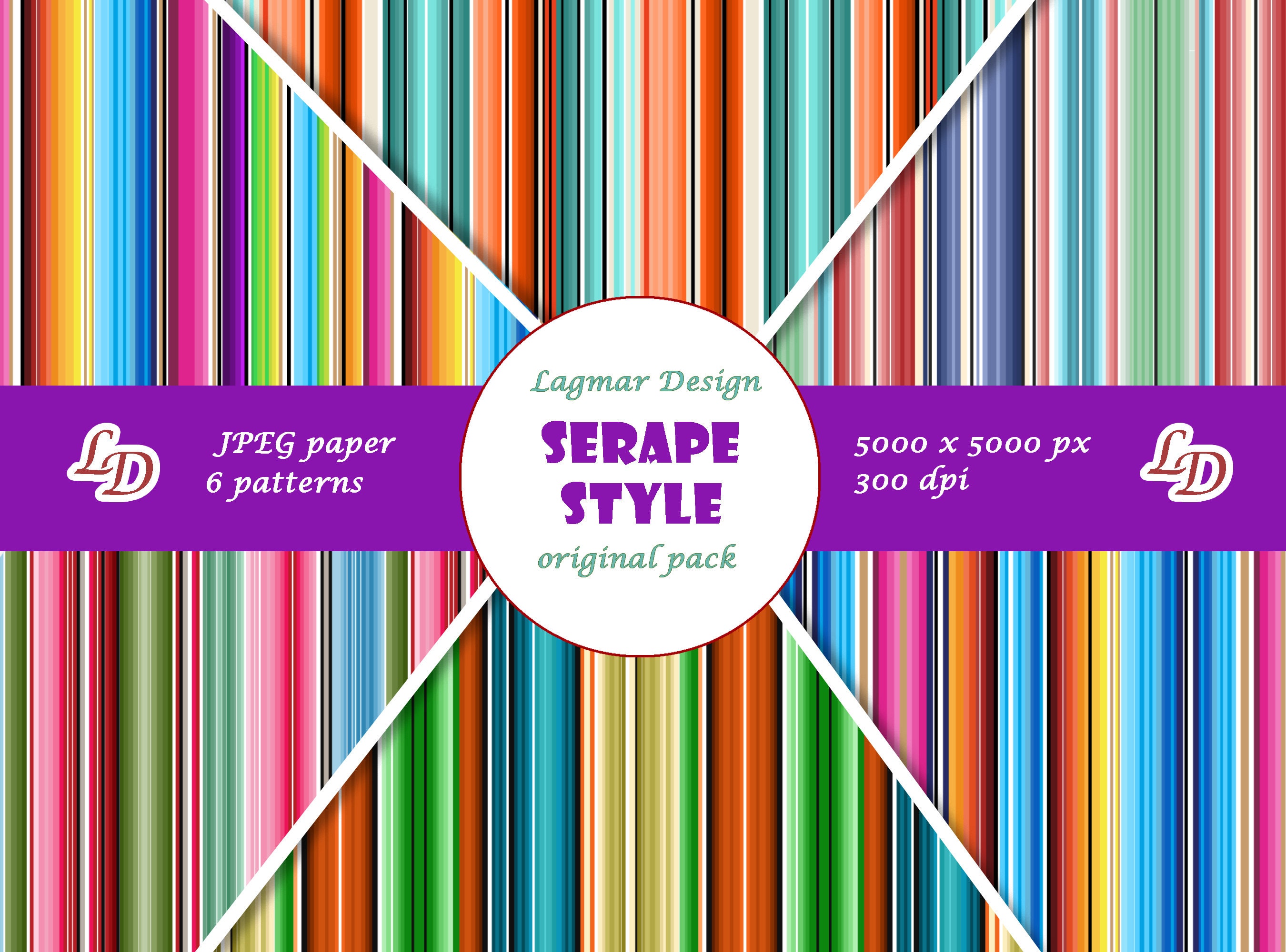 Serape Digital Paper, Mexican Summer Seamless Pattern Files, Download ...