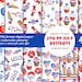 4th of July Digital Paper / Patriotic Independence Day Seamless Pattern ...