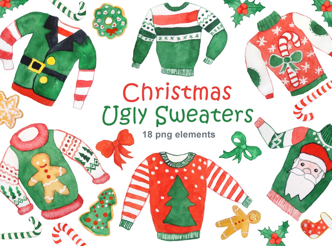 Ugly Sweater Clipart, Christmas Sweater Clipart, Party Invitation ...