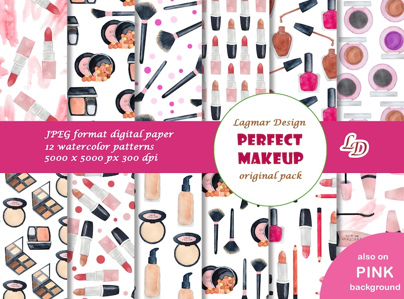 Makeup Digital Paper Lipstick Seamless Pattern Files - Etsy