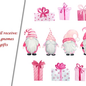 Pink Christmas Gnomes Clipart, Nordic Scandinavian Gnomes Clip Art ...