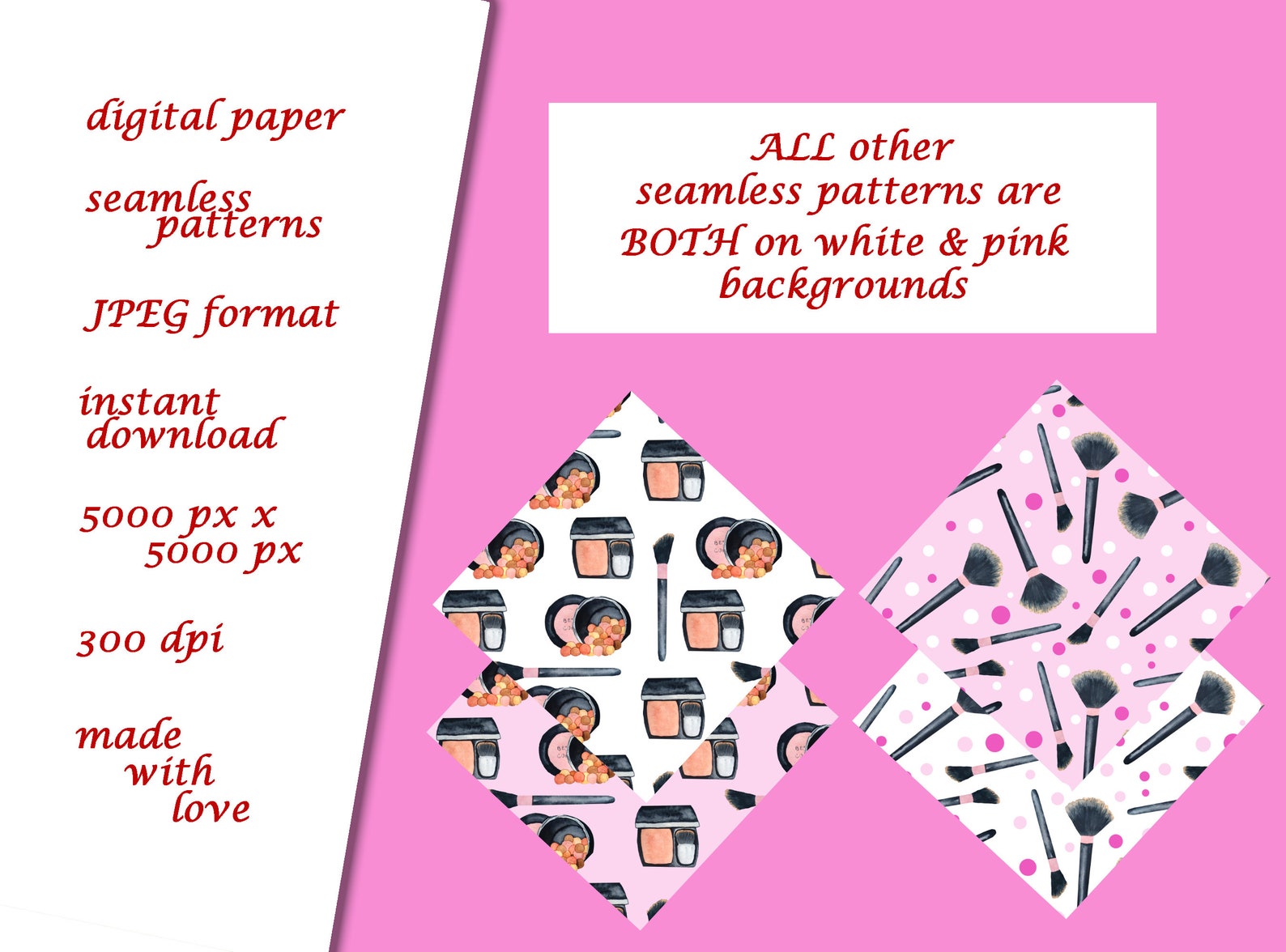 Makeup digital paper Lipstick seamless pattern files | Etsy