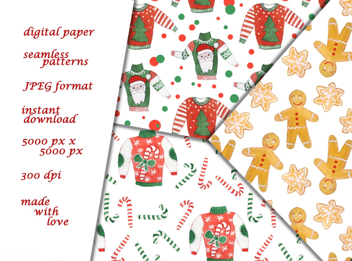 Christmas Digital Paper Ugly Sweater Party Invitation Invite | Etsy