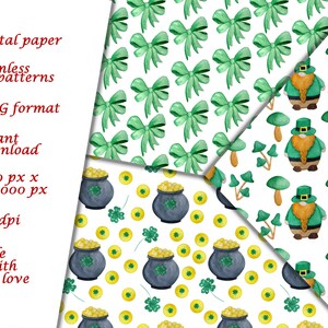 St Patricks Digital Paper, Shamrock Digital Paper, Leprechaun Gnome, St ...