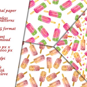 Ice Cream Digital Paper, Summer Digital Paper, Dessert Seamless Pattern ...