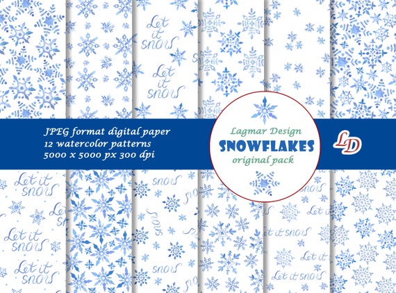 Snowflake Digital Paper Frozen Winter Digital Paper - Etsy