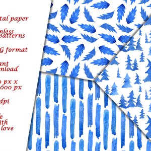 Blue Woodland Digital Paper, Christmas Seamless Pattern Files, Winter ...