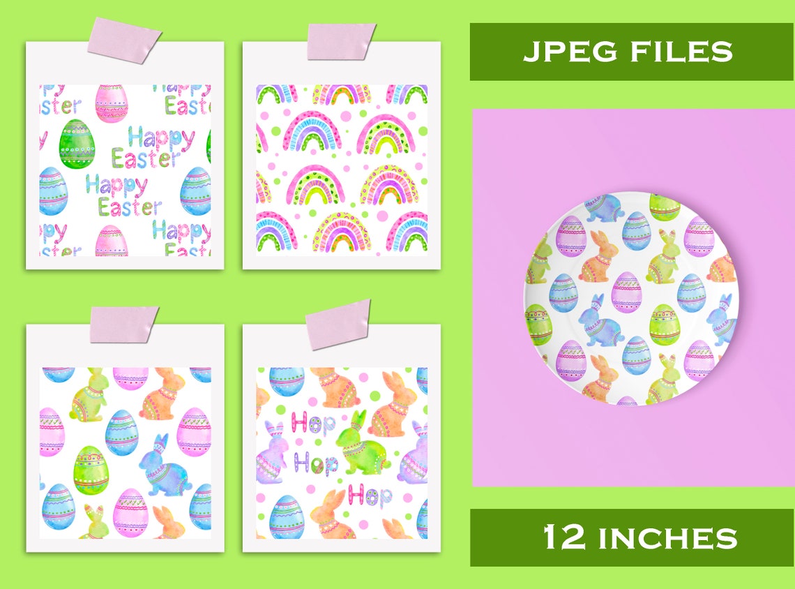 Easter Bunnies Digital Paper Rainbow Seamless Pattern File - Etsy