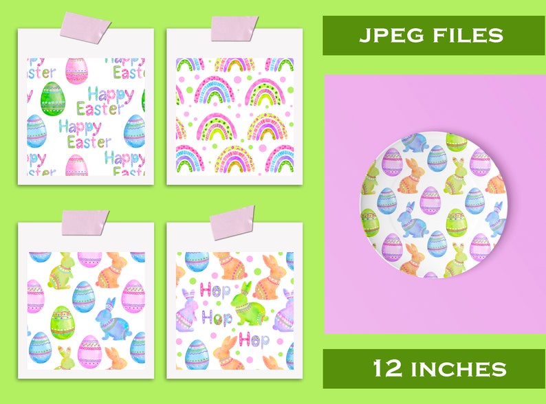 Easter Bunnies Digital Paper Rainbow Seamless Pattern File - Etsy