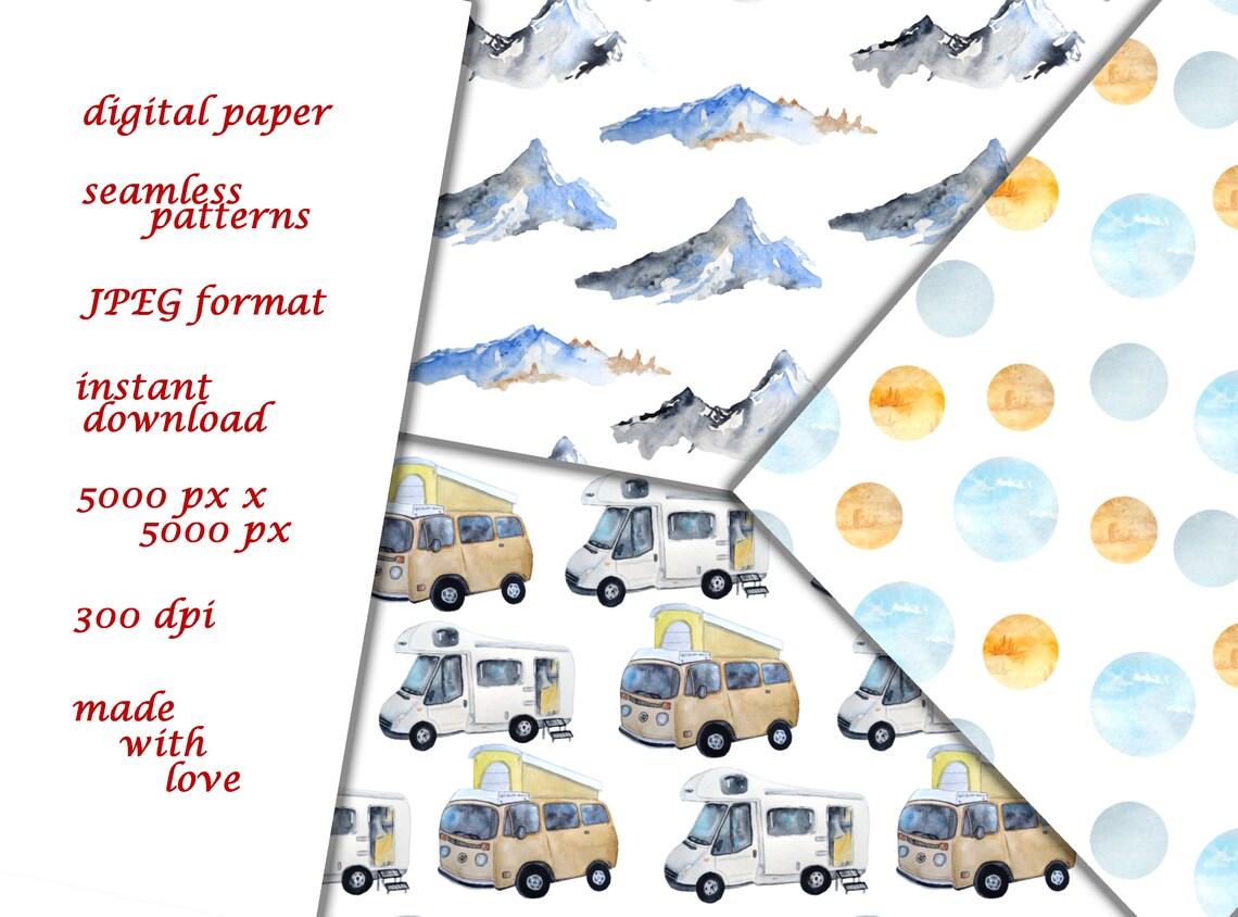 Fall Landscape Mountain Digital Paper Camping Digital Paper - Etsy