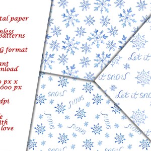 Snowflake Digital Paper, Frozen Winter Digital Paper, Christmas ...