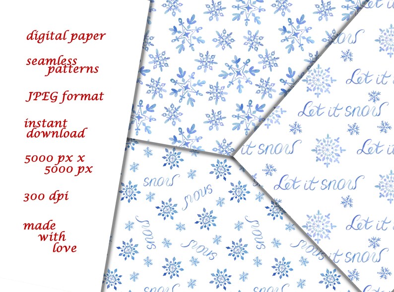 Snowflake Digital Paper Frozen Winter Digital Paper - Etsy