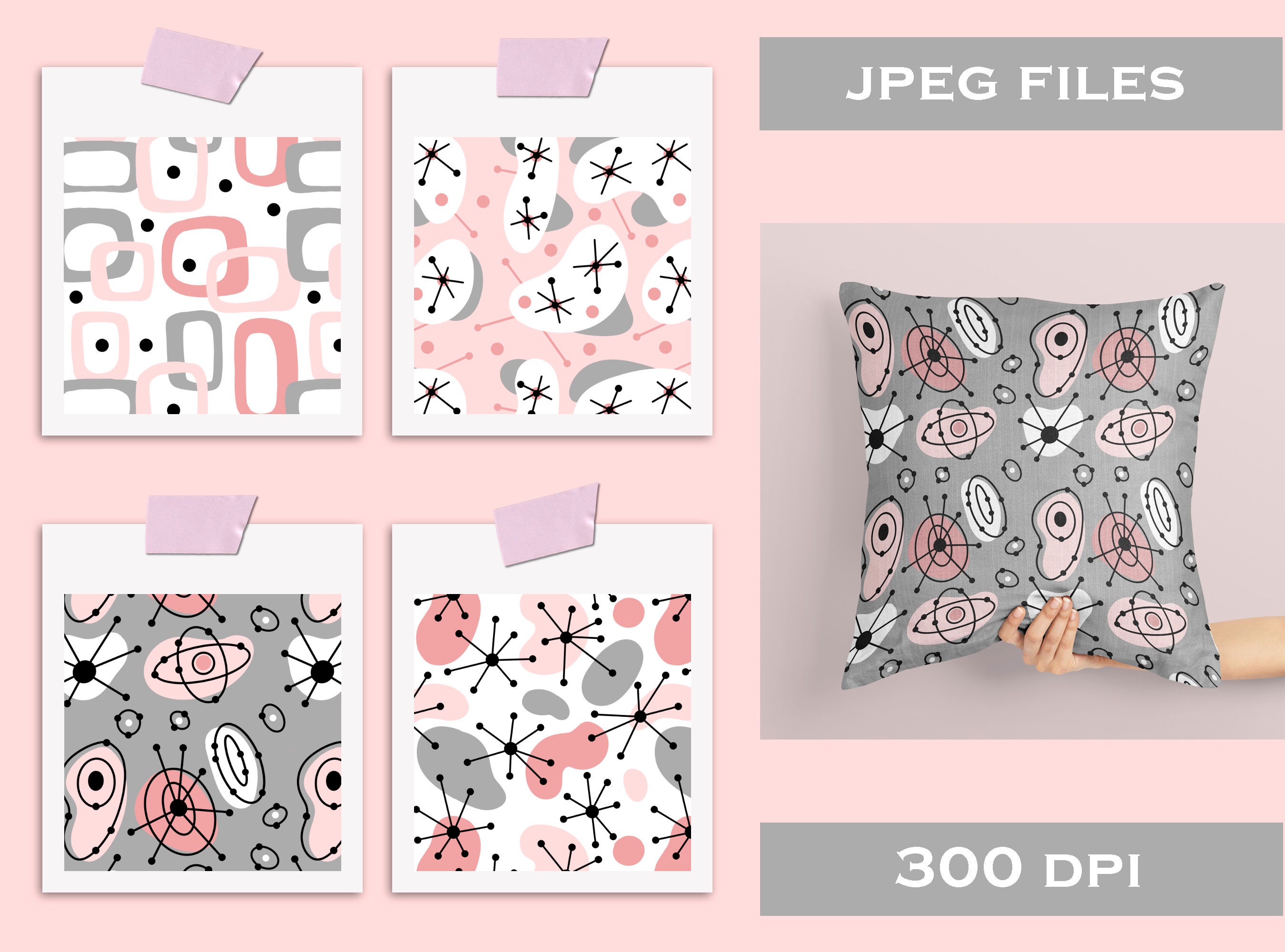 Mid Century Modern Digital Paper 50s 60s Seamless Pattern - Etsy