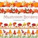 Forest Mushroom Seamless PNG Border Fall Autumn Leaves - Etsy