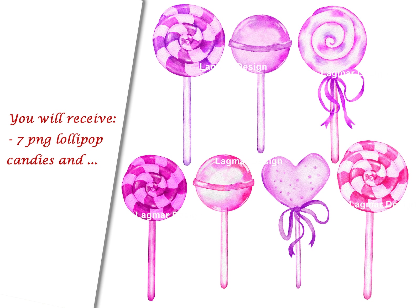 Pink Swirl Lollipop Clipart Pastel Candies Sweets Gifts - Etsy
