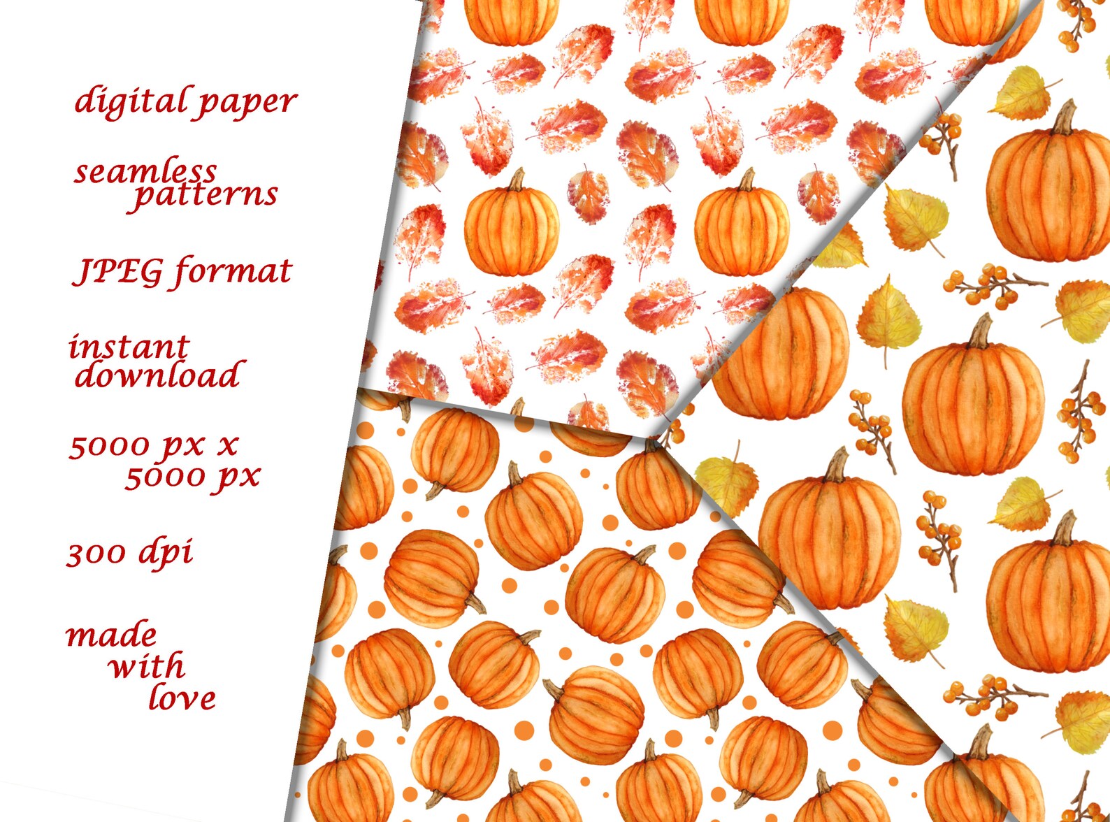 Pumpkin Digital Paper Fall Seamless Pattern Files Halloween | Etsy