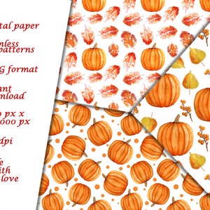 Pumpkin Digital Paper, Fall Seamless Pattern Files, Halloween ...