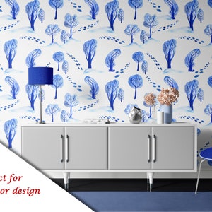 Blue Woodland Digital Paper, Christmas Seamless Pattern Files, Winter ...