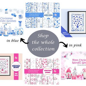 Pink Christmas Gnomes Digital Paper, Nordic Scandinavian Gnomes ...